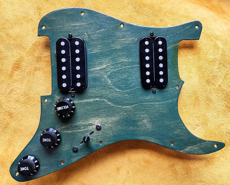 Handmade Wood Stratocaster Pickguard HH - Green/translucent | Reverb