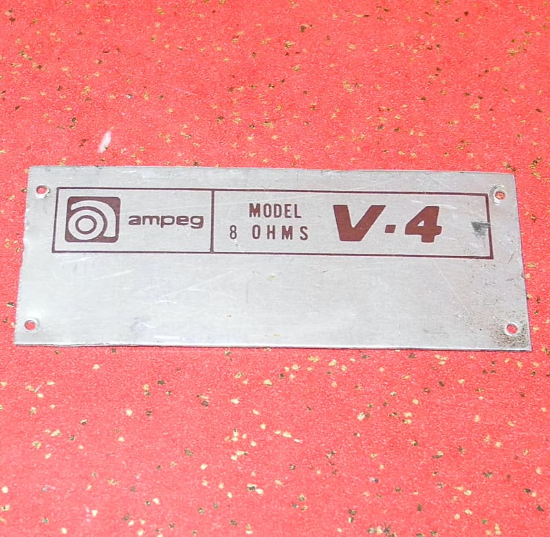 Vintage Metal Ampeg V-4 Speaker Cabinet Badge! V4 Amp Cab | Reverb