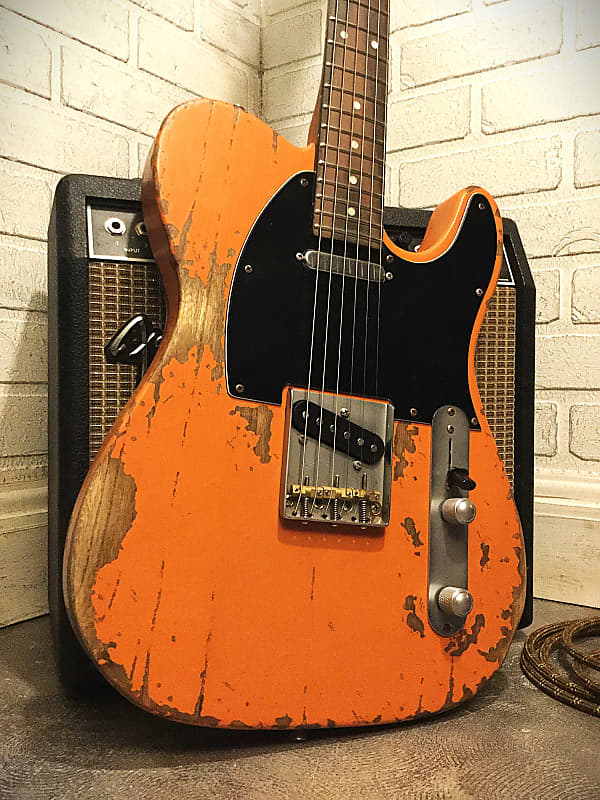 USA Relic Tele Style Electric Guitar Road Worn Orange by | Reverb