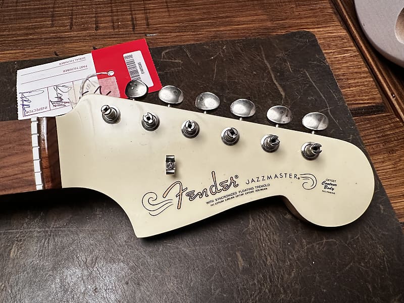 Fender Jazzmaster neck - painted headstock in Olympic white | Reverb