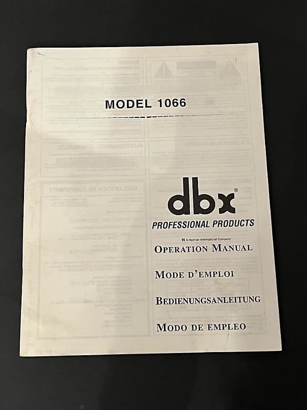dbx Model 1066 Professional Products Operation Manual | Reverb