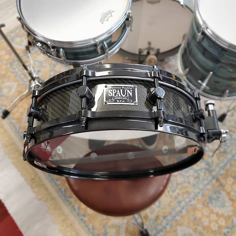 Spaun 14x4" Carbon Fiber Snare Drum - Black Hardware | Reverb