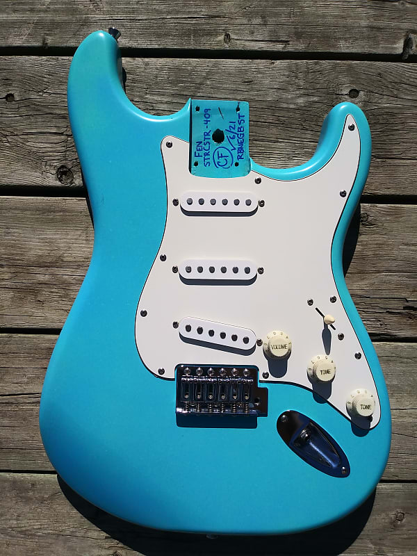Custom Painted Fender Starcaster Body Electric Blue Speck | Reverb