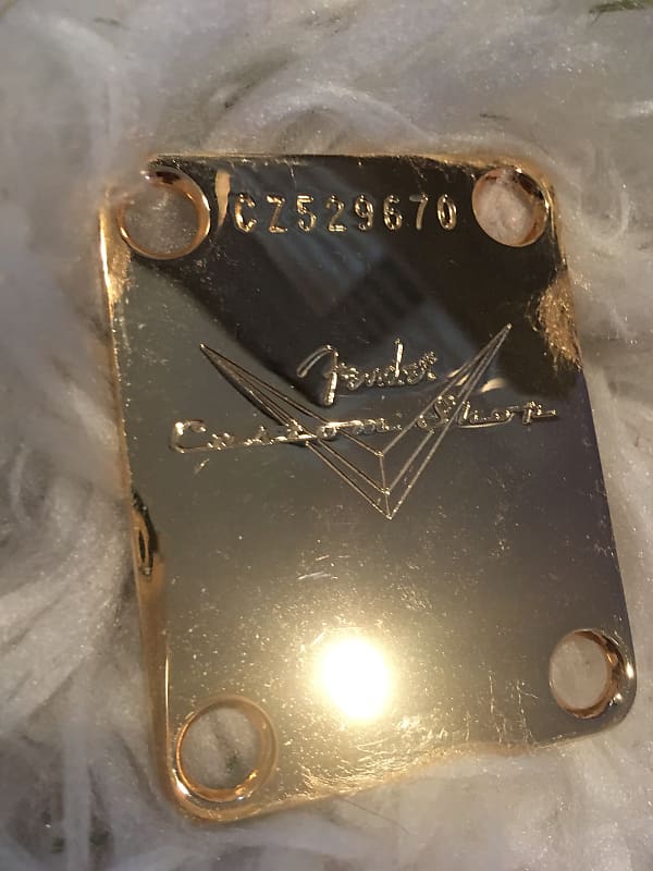 Genuine Fender Custom shop neck plate Gold | Reverb