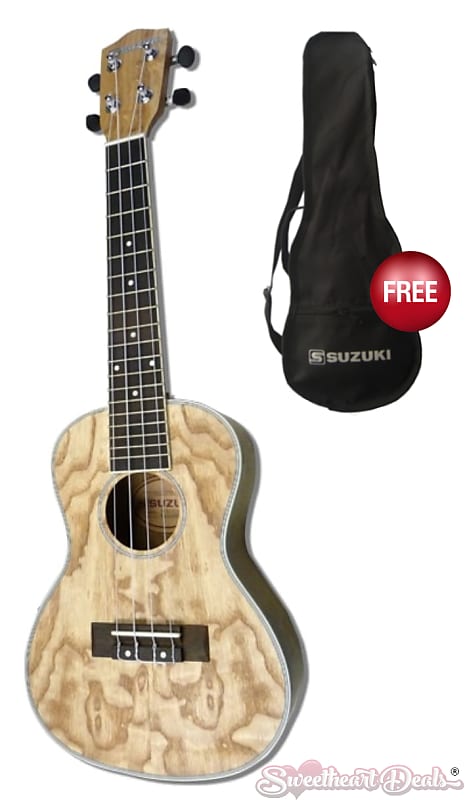 Suzuki Ukulele - 24" Concert Ash Ukulele with Free Padded | Reverb