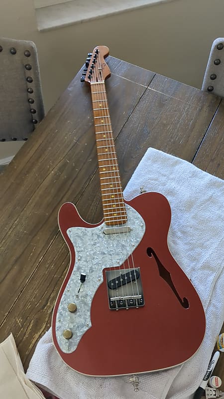 Custom Built Telecaster 2021 Glitter Red With White Binding | Reverb
