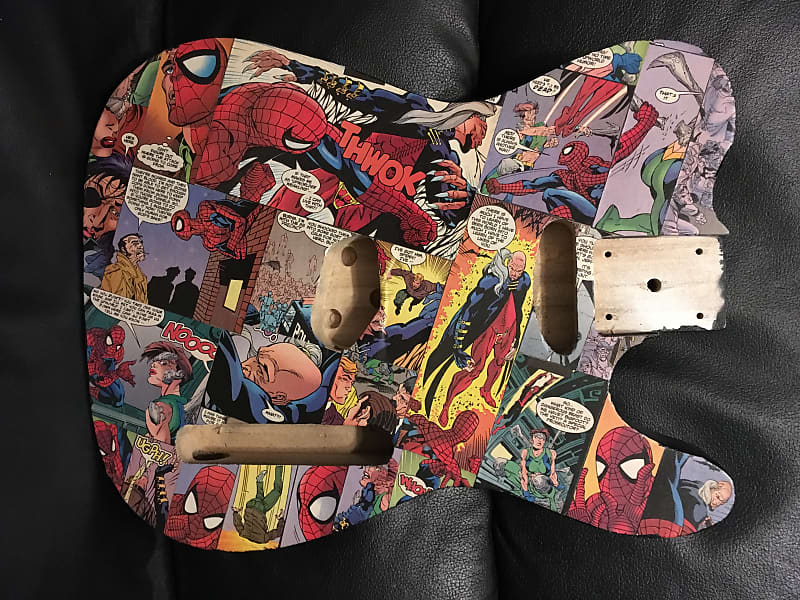 Maple Telecaster Tele TL Body with Spiderman Comic panels | Reverb