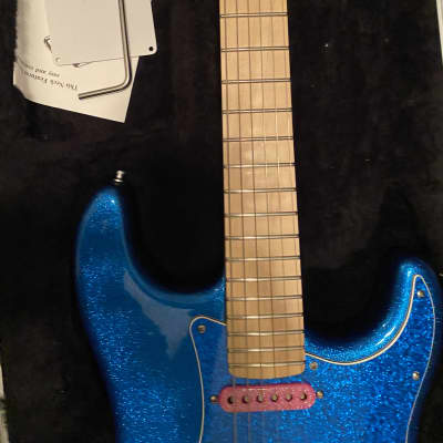 Warmoth Partscaster Strat Blue Sparkle Flake Fender hard | Reverb