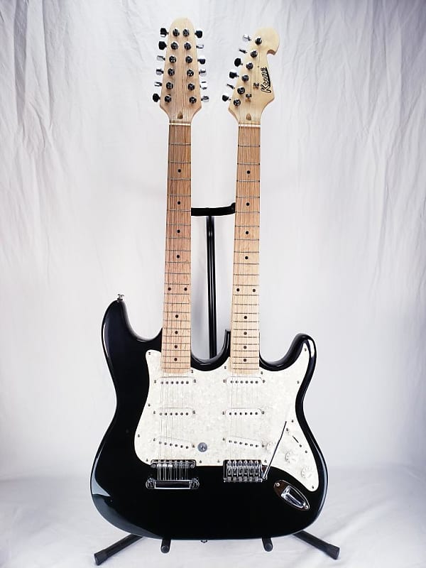 Ktone Double Neck 6/12 String Black Electric guitar | Reverb