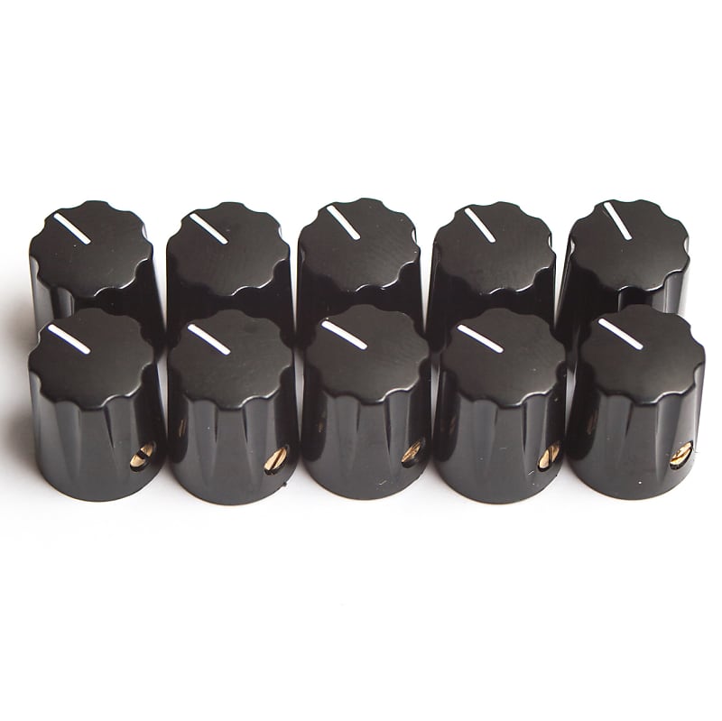 LOT OF 10 Black Davies Clone Knobs 1900h w/Brass Insert | Reverb