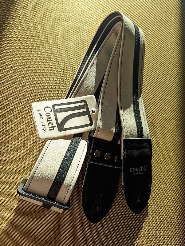 Couch Guitar Strap Racer X Design Vinyl White with Black | Reverb