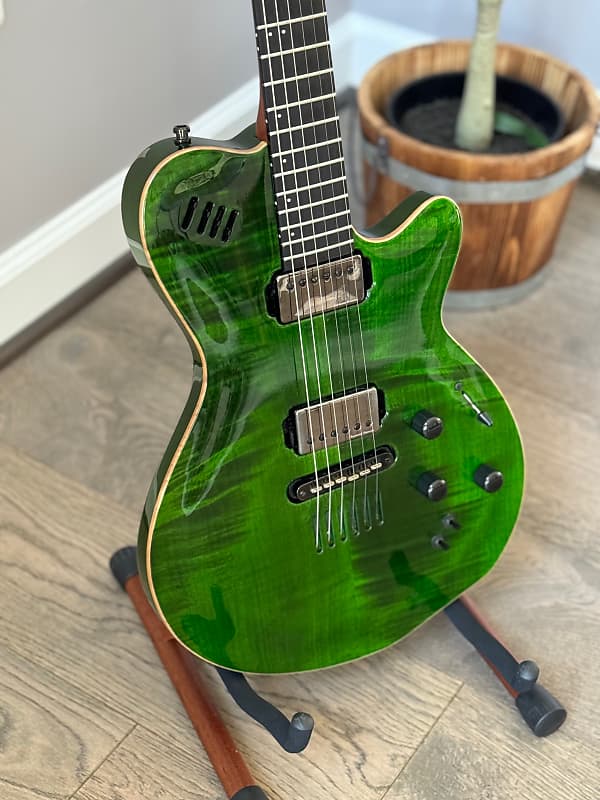 Godin LGX-SA Early-2000s - AAA Flame Maple Top - Trans Green | Reverb
