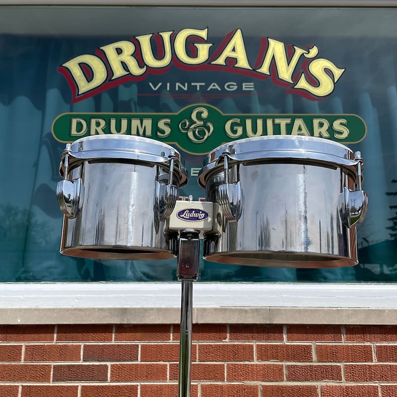 1970s Ludwig 6" & 8" Stainless Steel Single Headed Bongos w/ | Reverb