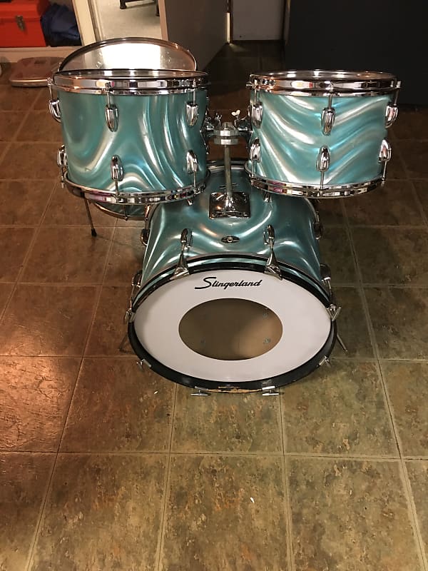 Slingerland 20,12,13,16 1969/1970 - Aqua Satin Flame | Reverb