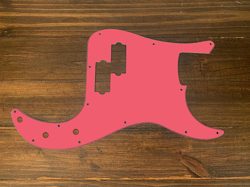 P Bass style Pickguard by Carmedon. Strawberry Pink(matte) | Reverb