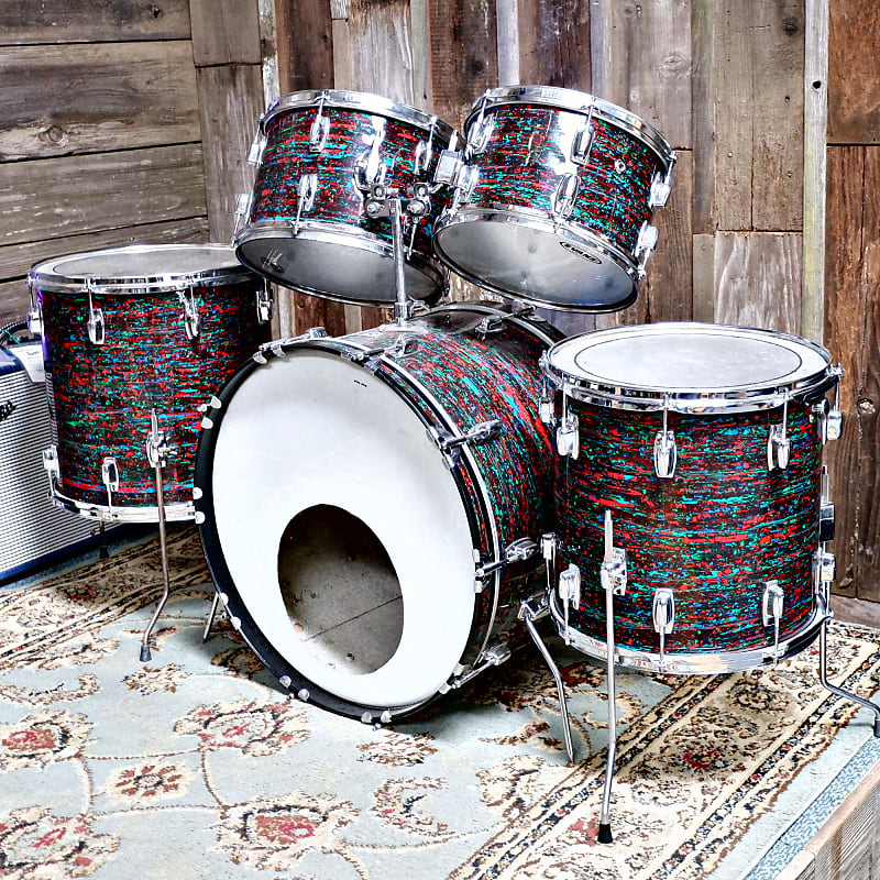 Ludwig S-330 5 Piece Drum Set Late 1960's - Psychedelic Red | Reverb