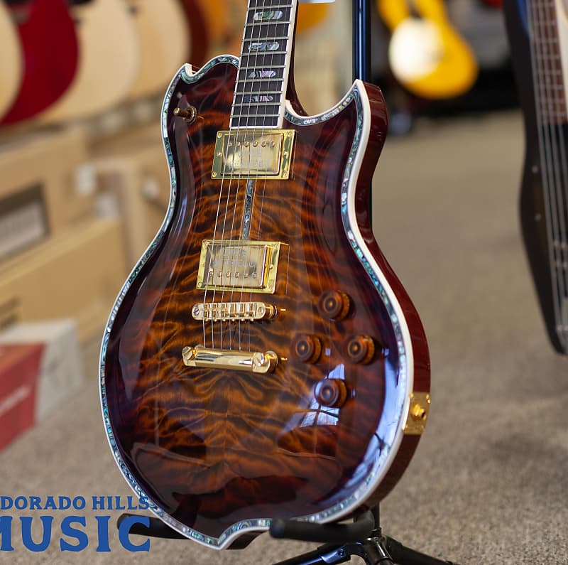 Minarik Super Custom Lotus Guitar Tiger's Eye Burst | Reverb