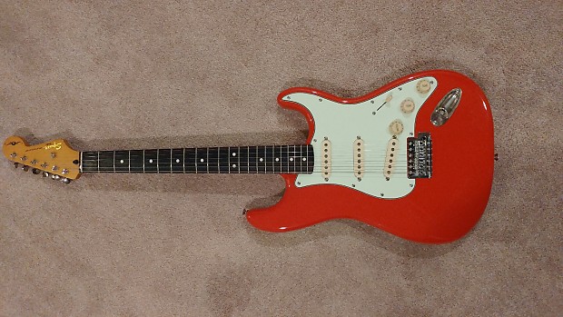 Fender Squier Simon Neil Signature Stratocaster Red w/ Mint | Reverb