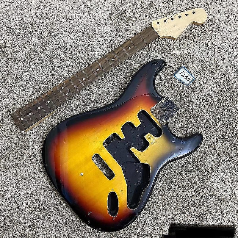 Tobacco Burst Guitar Body Strat Style with Maple Neck and | Reverb