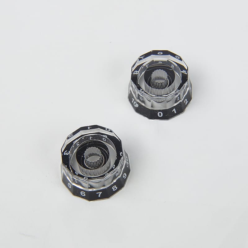Set of 2 Lampshade Style Electric Guitar Knobs, Clear w/black | Reverb