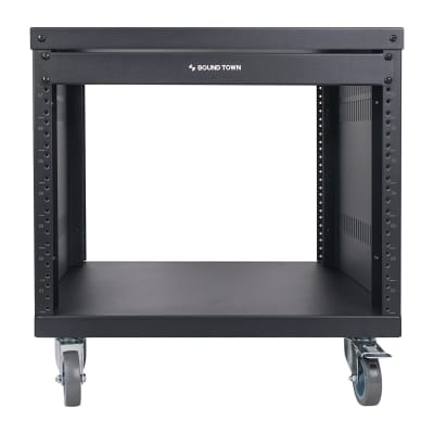 STRK-M8U | 8U Universal Steel Rack, w/ 3" Locking Casters, | Reverb