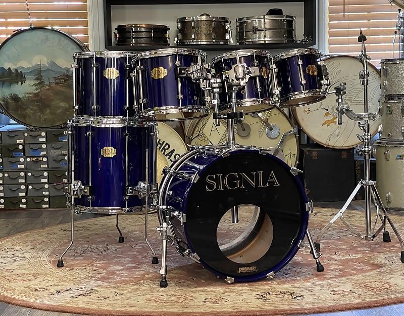 1990's Premier Signia Maple Sapphire LacquerDrum Set | Reverb