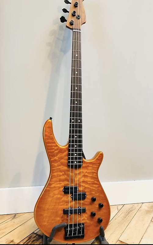 Custom Warmoth G4 Quilt Maple Canary Ebony Neck Active | Reverb