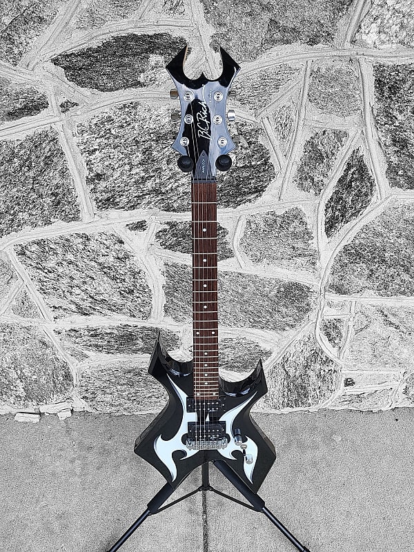 B.C. Rich Warlock Bronze Series - Black and White Tribal | Reverb