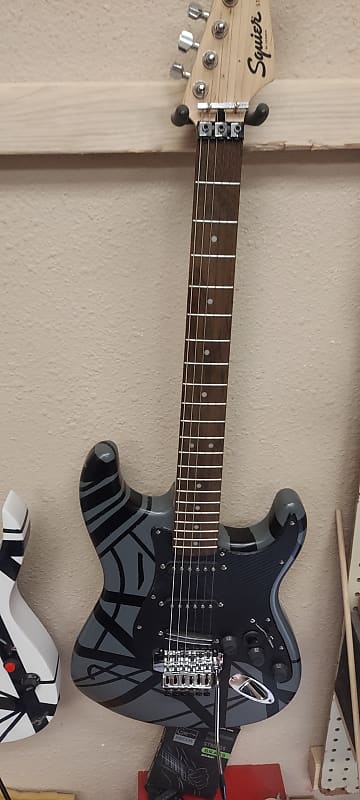 Fender Super Squire Strat 2018ish Modded Black & Grey, Carbon | Reverb