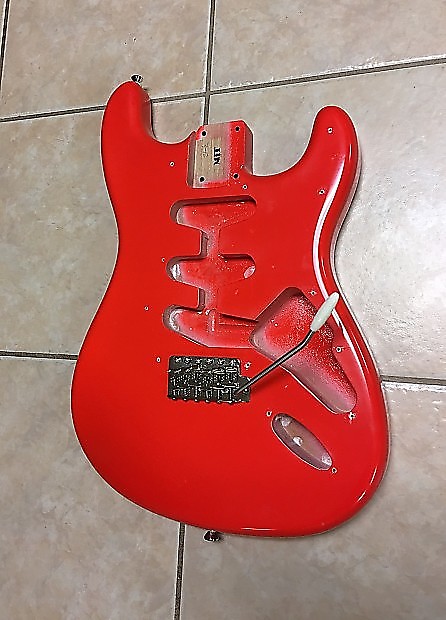 MJT alder strat body Fiesta Red 2 piece center seam | Reverb