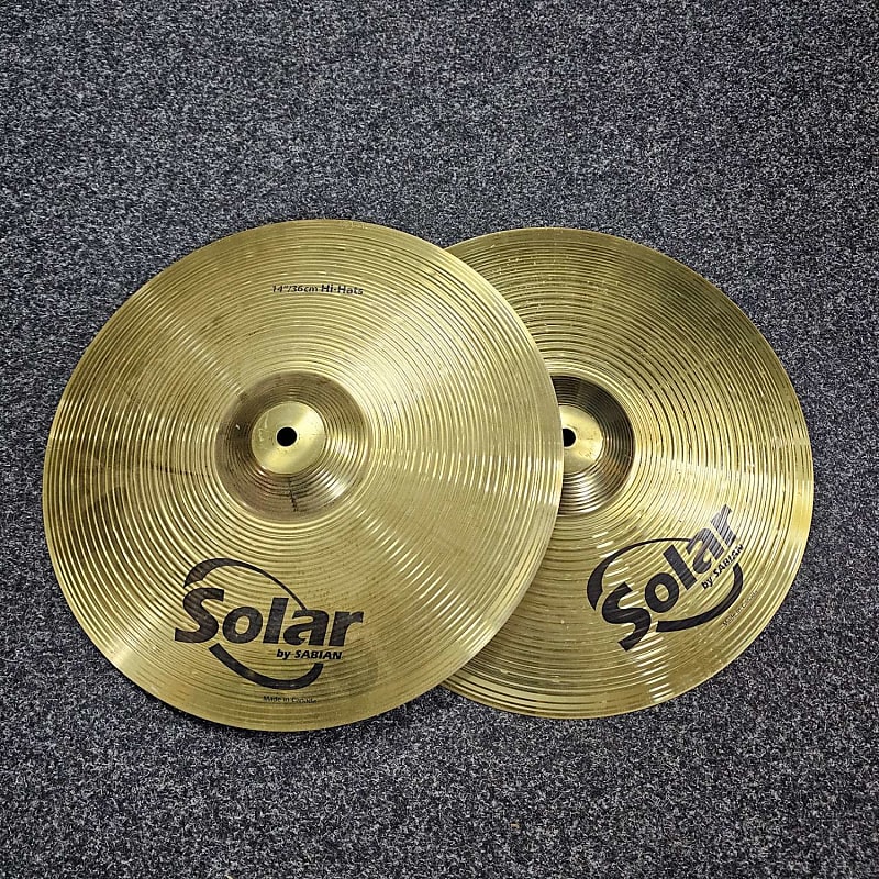 Hi-Hat Cymbals 14" Sabian Solar Brass USED! RKSLB050225 | Reverb