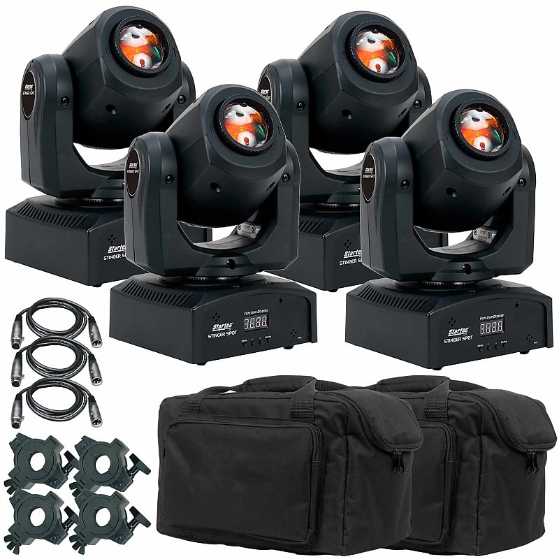 (4) ADJ Stinger Spot Mini Moving Heads with Cases | Reverb