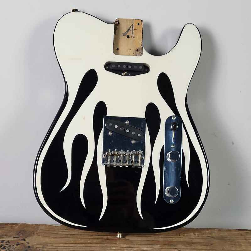 Tom Anderson Hollow T Loaded Body - Black / White Flame | Reverb
