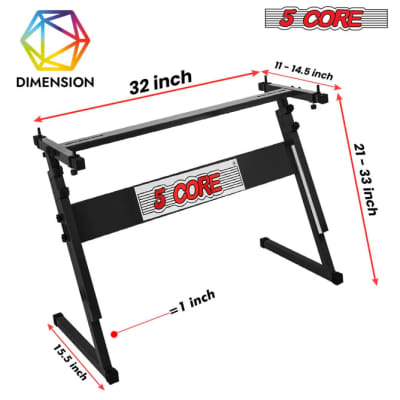 5 Core Keyboard Stand Adjustable 21 - 33" Z Style Metal | Reverb