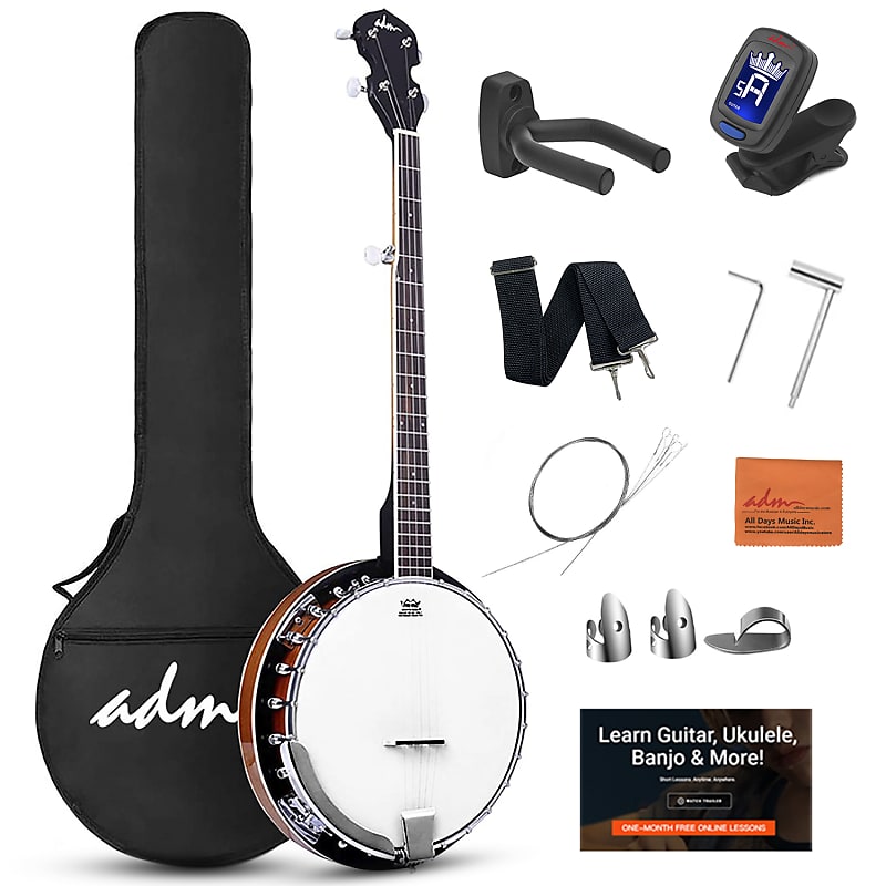 ADM Banjo 5 String Full Size Banjoes Set, Remo Drum Geared | Reverb