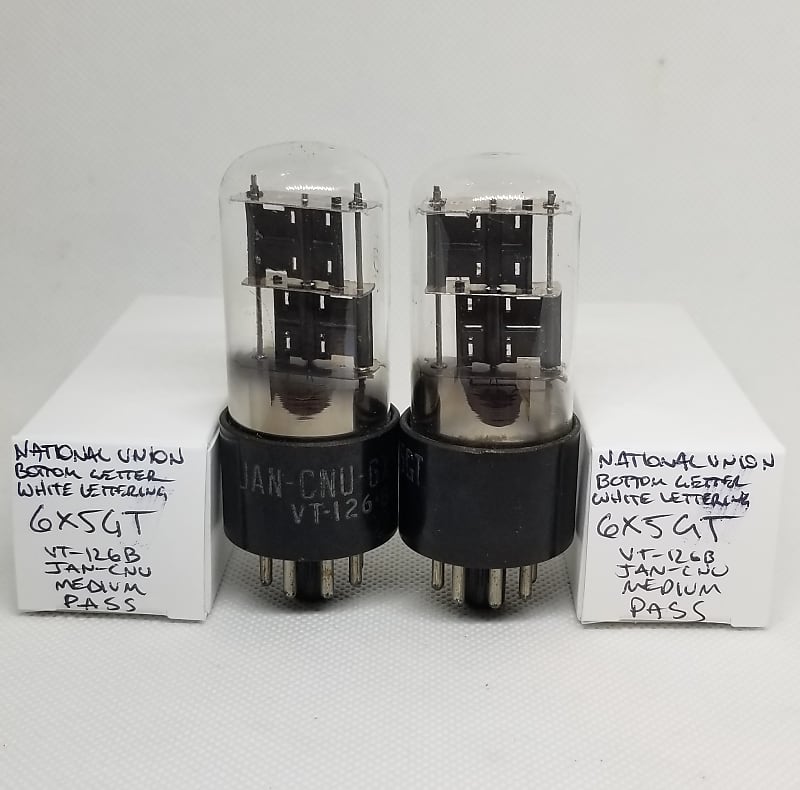 National Union JAN 6X5GT/G VT-126B Well Matched Pair NOS | Reverb