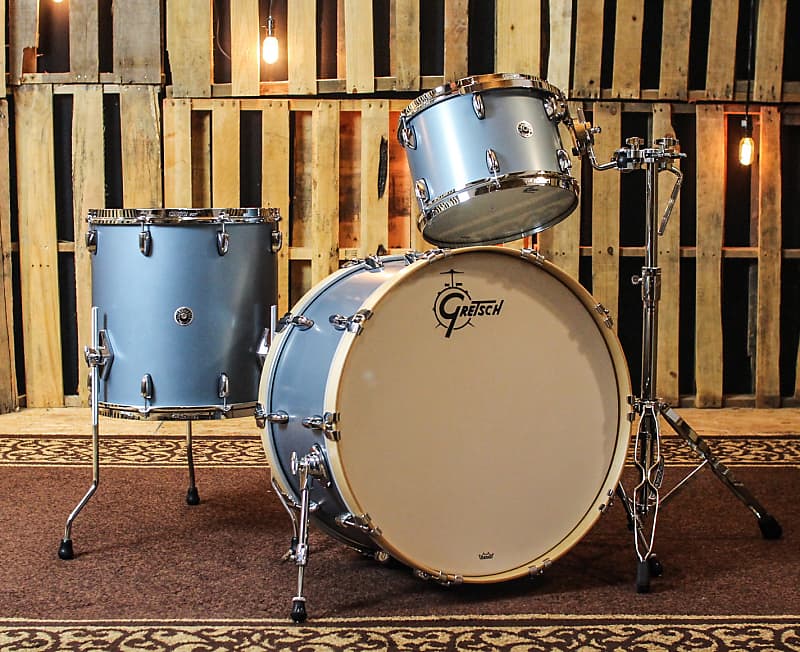 Gretsch Brooklyn Satin Ice Blue Metallic Drum Set - 24, 13, | Reverb