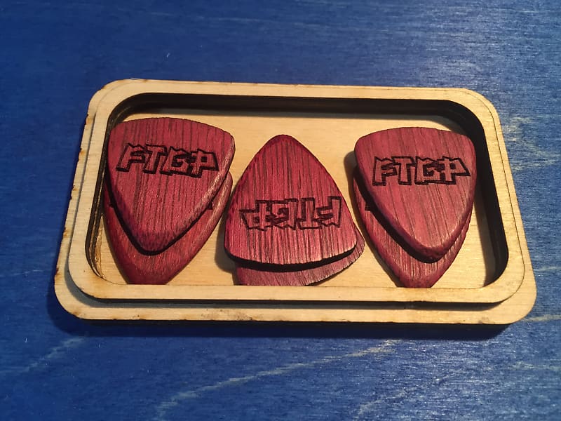 6 US made laser engraved purpleheart wood picks with laser | Reverb UK