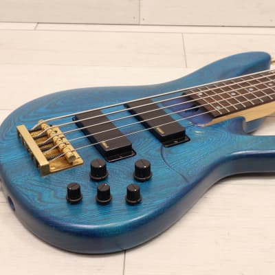Yamaha TRB-5 - Trans Blue Matte Active 5 String Bass Gold | Reverb