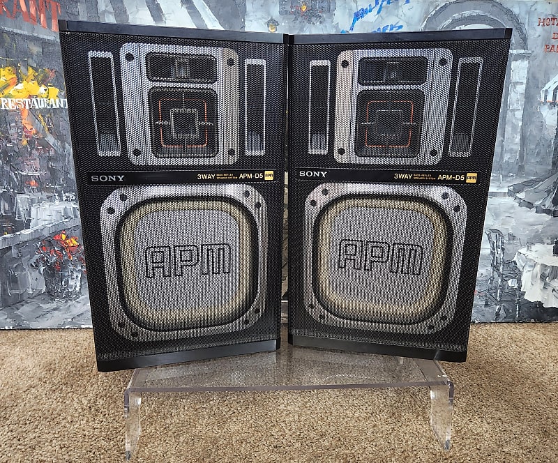 Sony Vintage Sony APM-D5 three way speakers 80s - Black wood | Reverb
