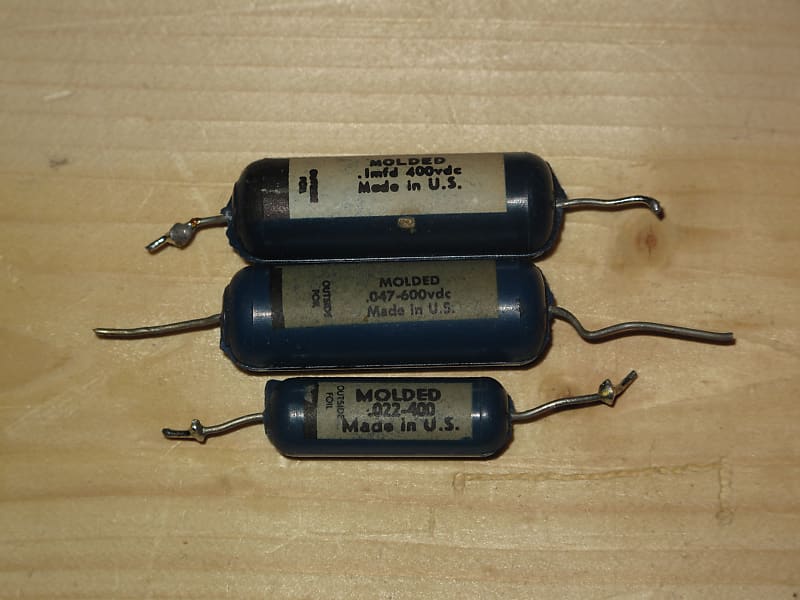 Rare 1960s Ajax Blue Molded Capacitors - Pulled from Fender | Reverb