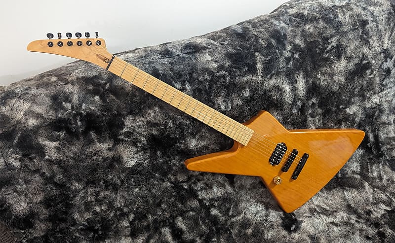 Left Handed Warmoth Explorer - Transparent Amber w/ birdseye | Reverb