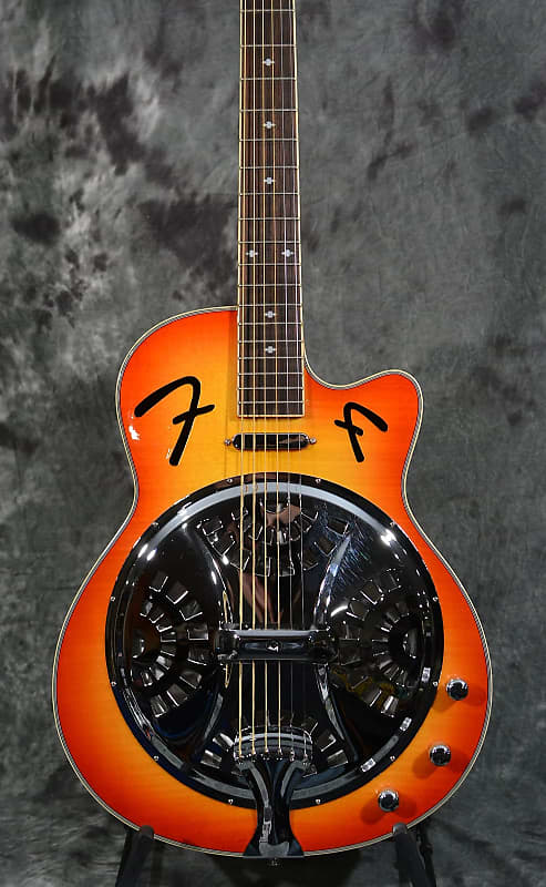 Fender FR-50ce Resonator Electric Cherry Burst w/ Hardshell | Reverb