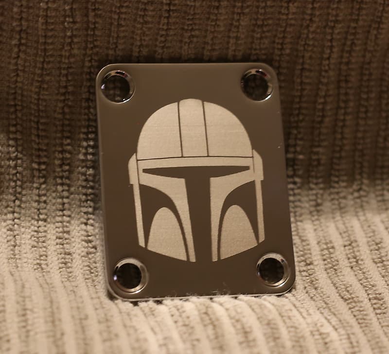 Custom Chrome Laser Etched "Mando Bounty Hunter" Neck Plate | Reverb
