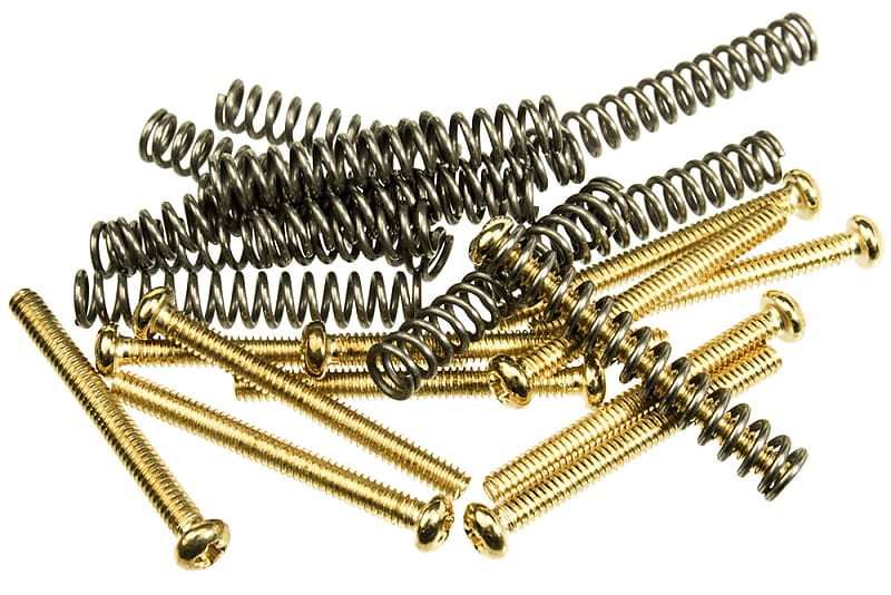 12 Pack of Humbucker Pickup Mounting Screws and Springs Gold | Reverb