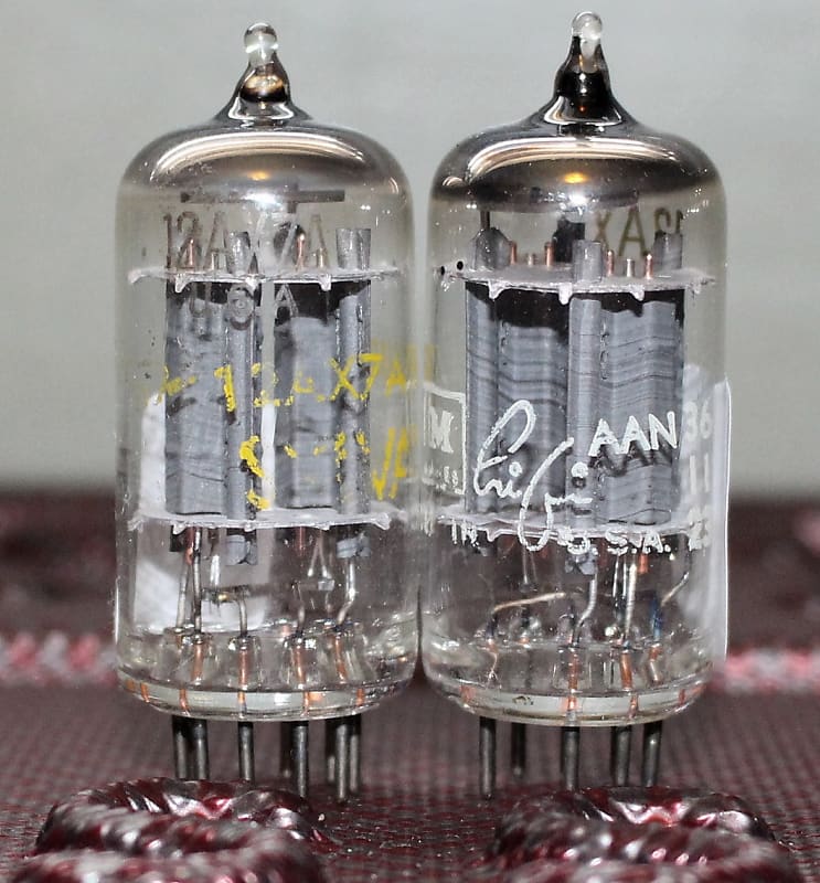 SYLVANIA 12AX7 ECC83 PERFECT MATCH PAIR LONG PLATE HALO | Reverb