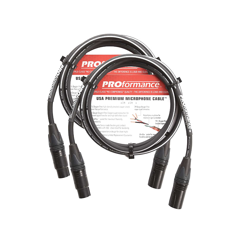 PROformance USA Premium Mic Series Mic cable 5ft 2 Pack | Reverb