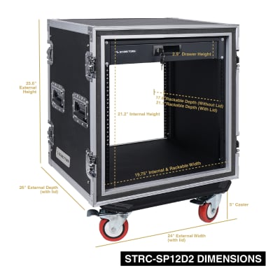 STRC-SP12D2 | Shock Mount 12U ATA Rack Case with 2U Drawer, | Reverb