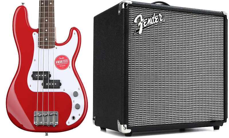 Squier Mini Precision Bass Electric Bass - Dakota Red with | Reverb