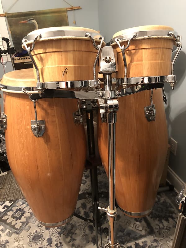 Valje Conga and Bonga Set 1986 Blonde/Natural w/ LP Stands | Reverb